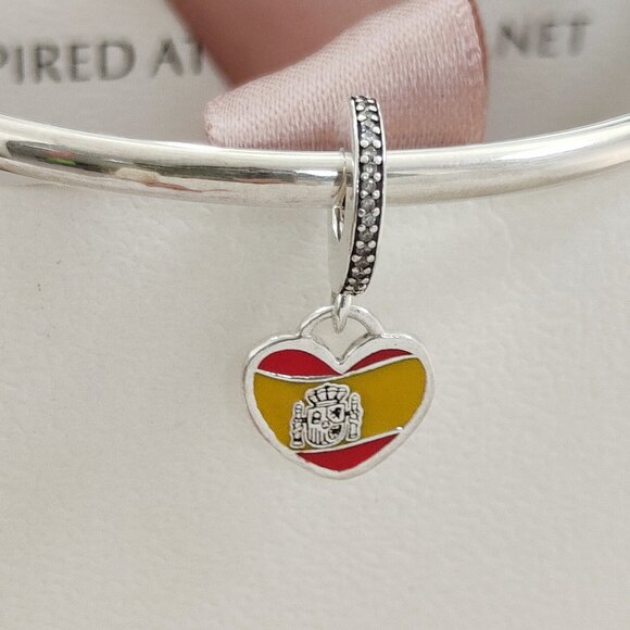 Pandora | Jewelry | Pandora Spain Flag Dangle Exclusive Heart Charm ...